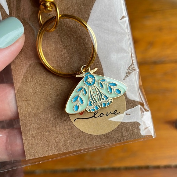 Handmade | Accessories | 10 Gold And Blue Lunar Moth Keychain Bag Charm ...